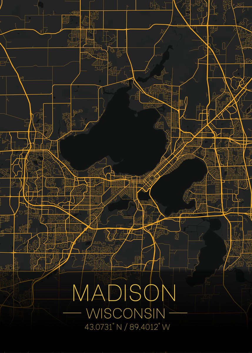 'Madison Wisconsin Citymap' Poster, picture, metal print, paint by Mr ...