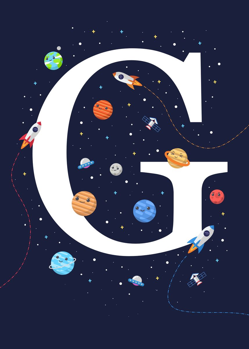 'alphabet G outer space' Poster, picture, metal print, paint by Yahya ...