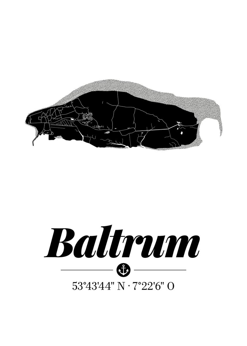 'Baltrum Design Map' Poster, picture, metal print, paint by ViaMapia ...