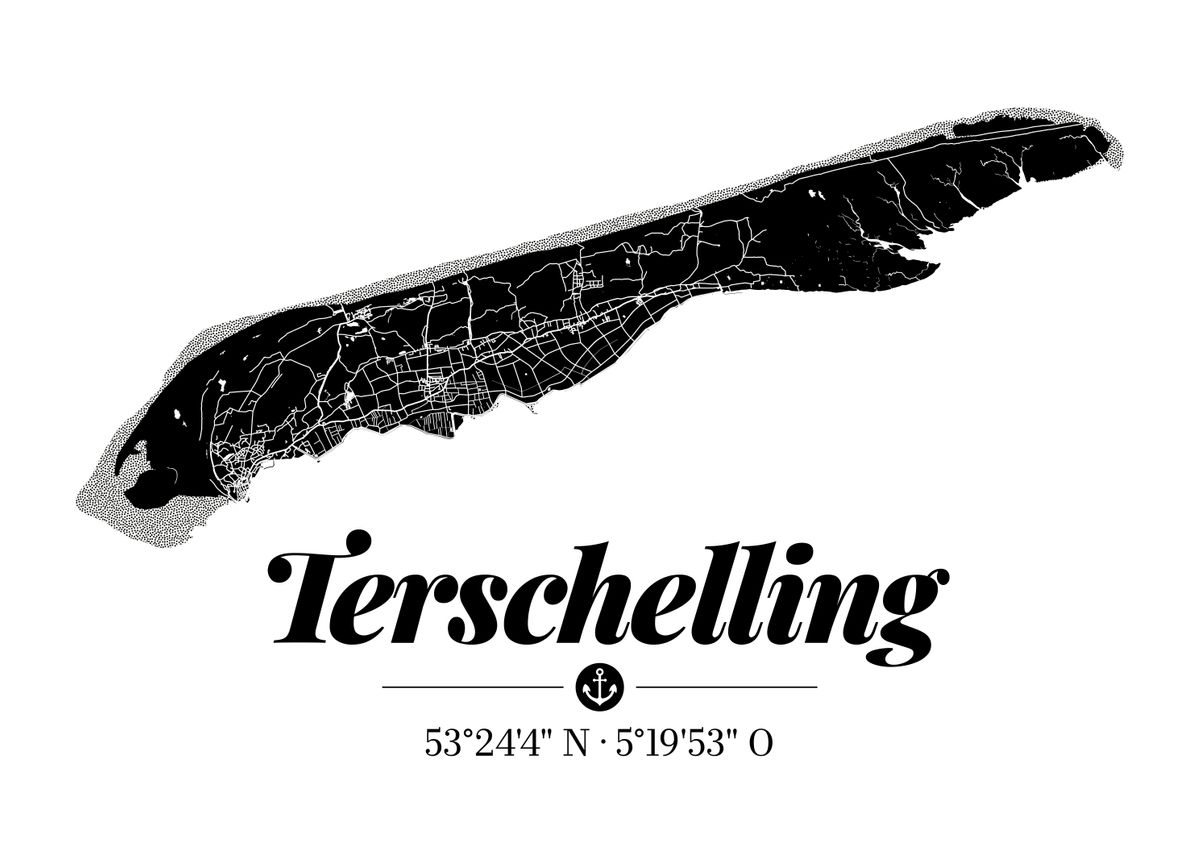 'Terschelling Design Map' Poster by ViaMapia | Displate