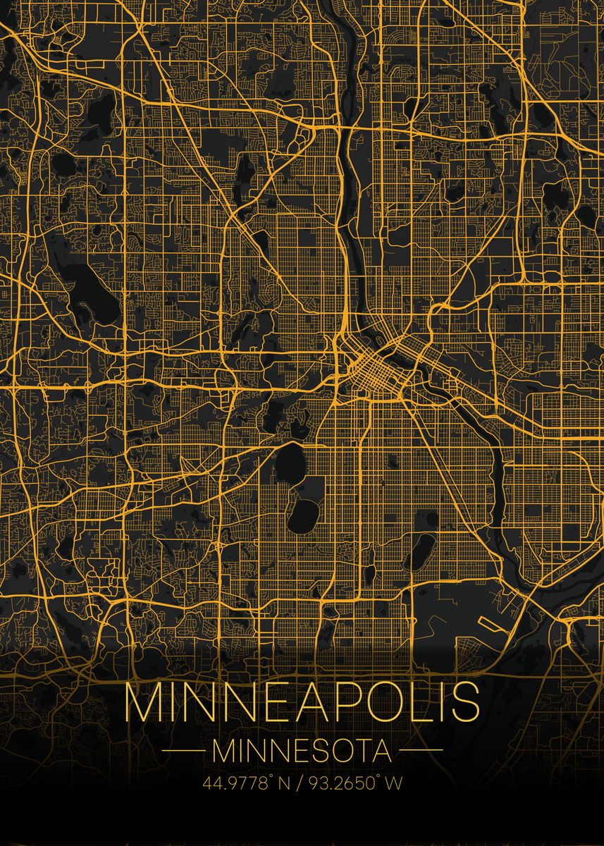 'Minneapolis Minnesota Map' Poster by Mr Maker | Displate
