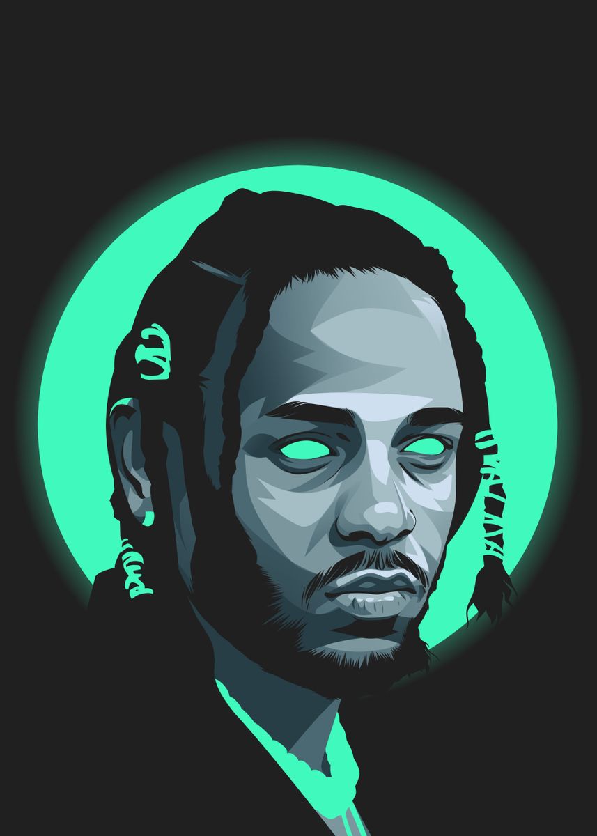 'Kendrick Lamar Neon Green' Poster by Heri Askuri | Displate