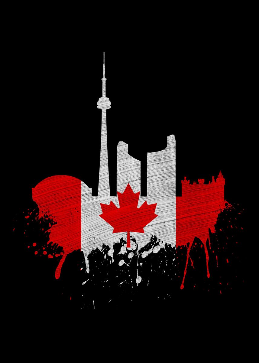'Toronto Skyline Maple Leaf' Poster by EDventures | Displate
