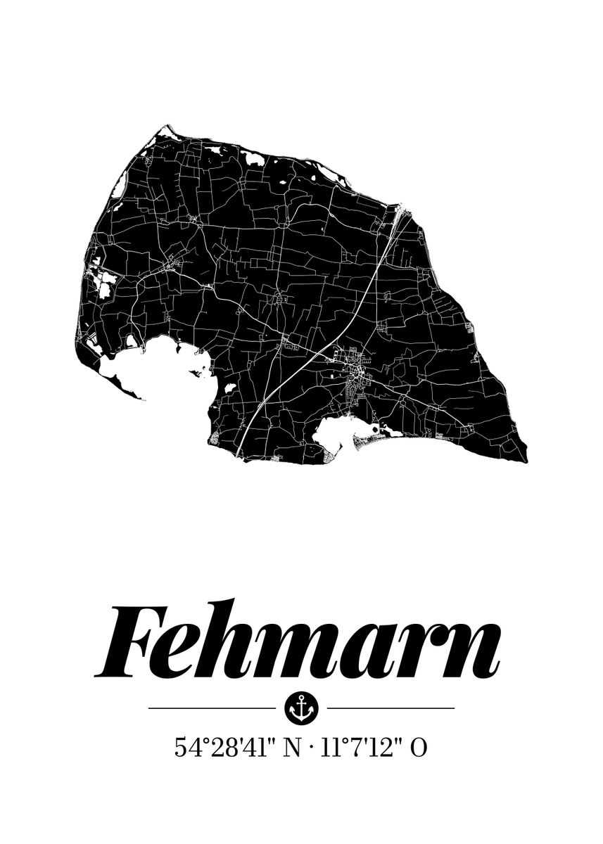 'Fehmarn Design Map' Poster by ViaMapia | Displate