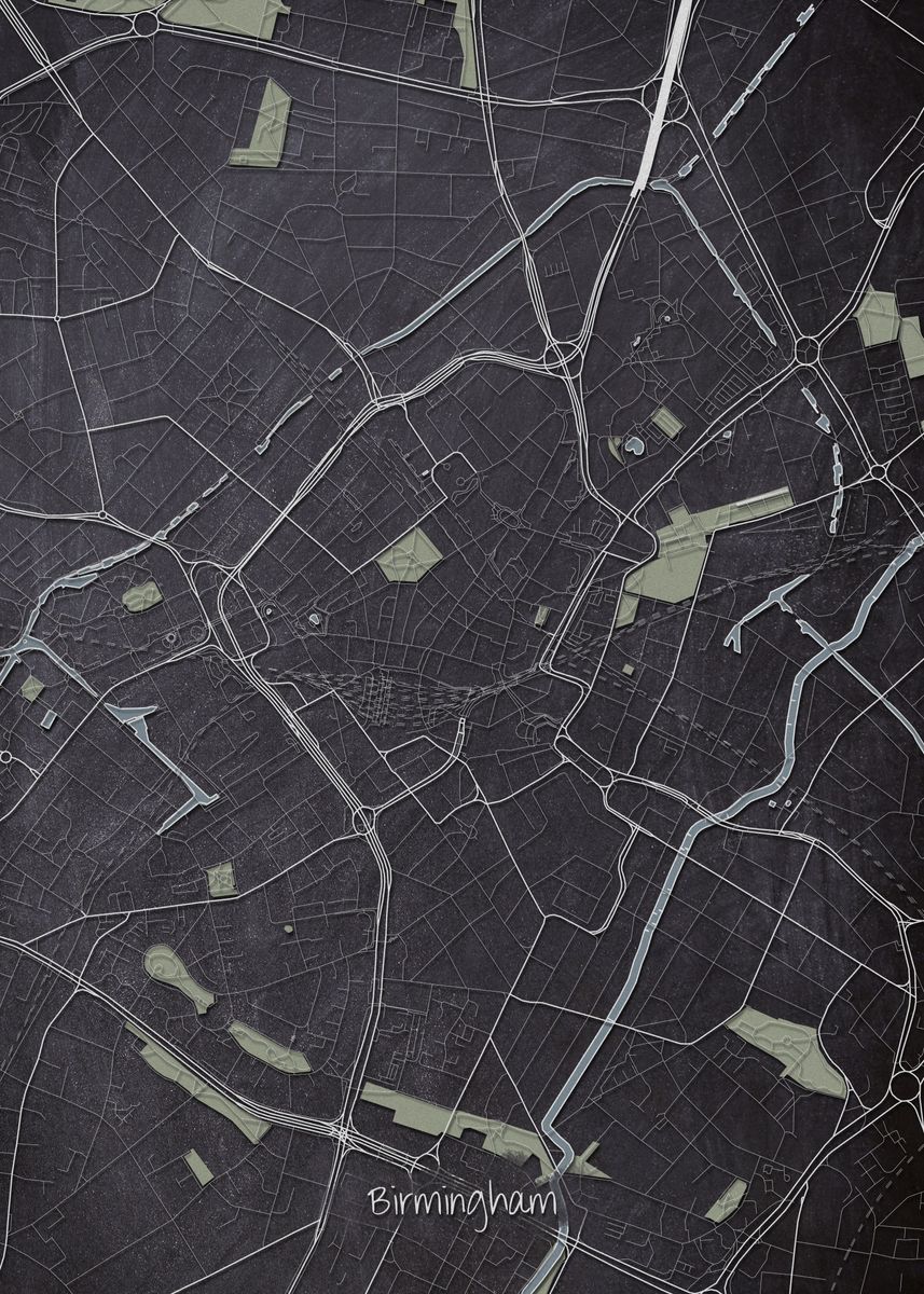 'Birmingham Downtown Map' Poster by MauriTz Design | Displate