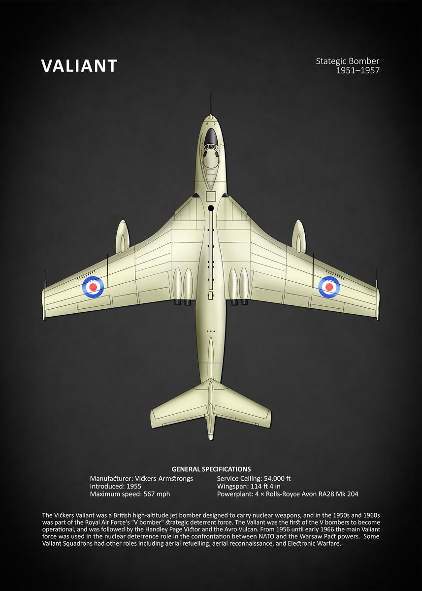 'The Valiant V Bomber' Poster, picture, metal print, paint by ...