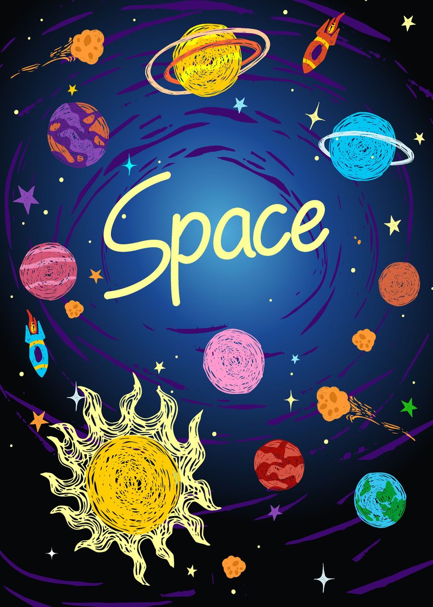 'space' Poster, picture, metal print, paint by earth and nine star ...