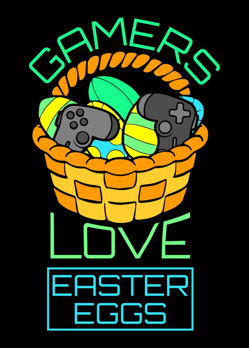 'Happy Easter Gamer Game' Poster, picture, metal print, paint by ...