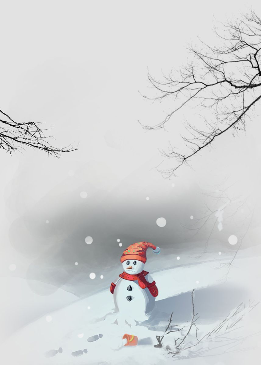 'Snowman in winter nature' Poster, picture, metal print, paint by Max ...