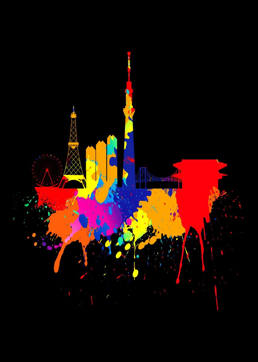 'Tokyo Skyline Painting' Poster by EDventures | Displate