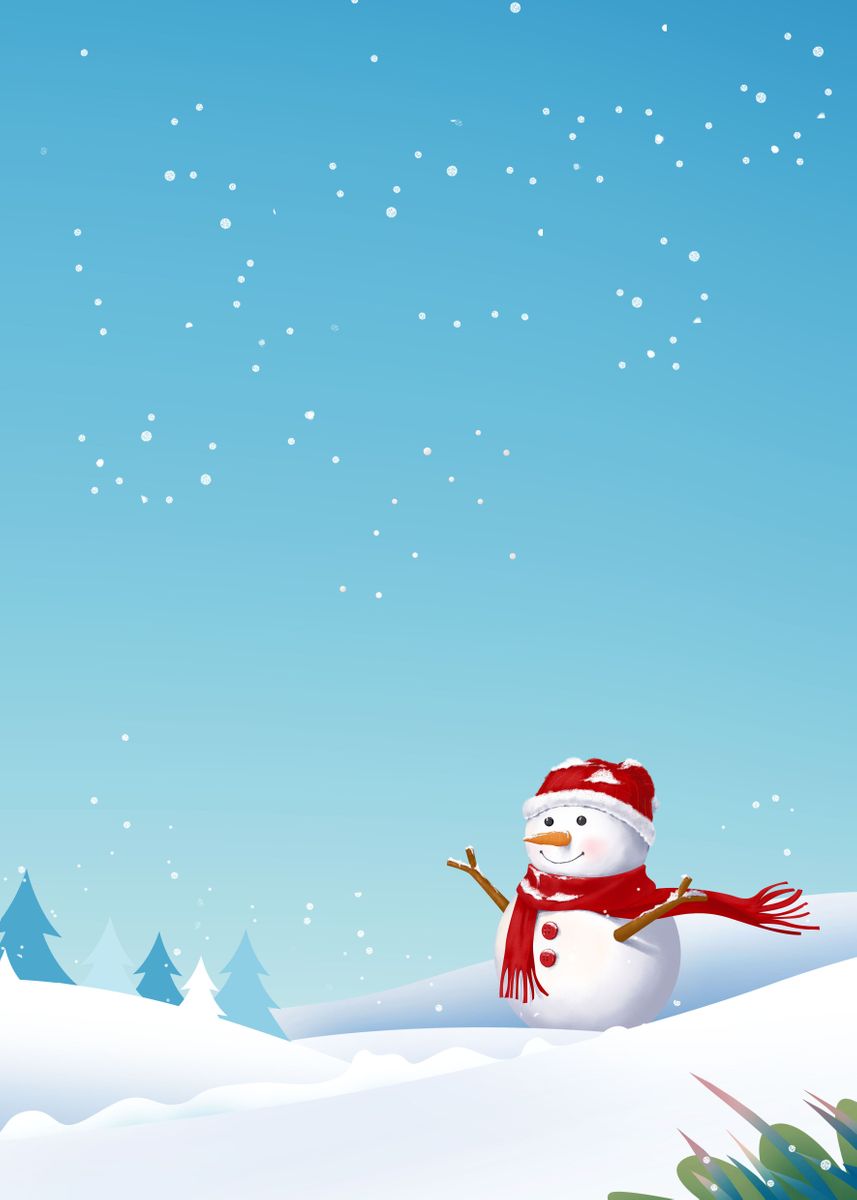 'Snowman in winter' Poster, picture, metal print, paint by Max Ronn ...