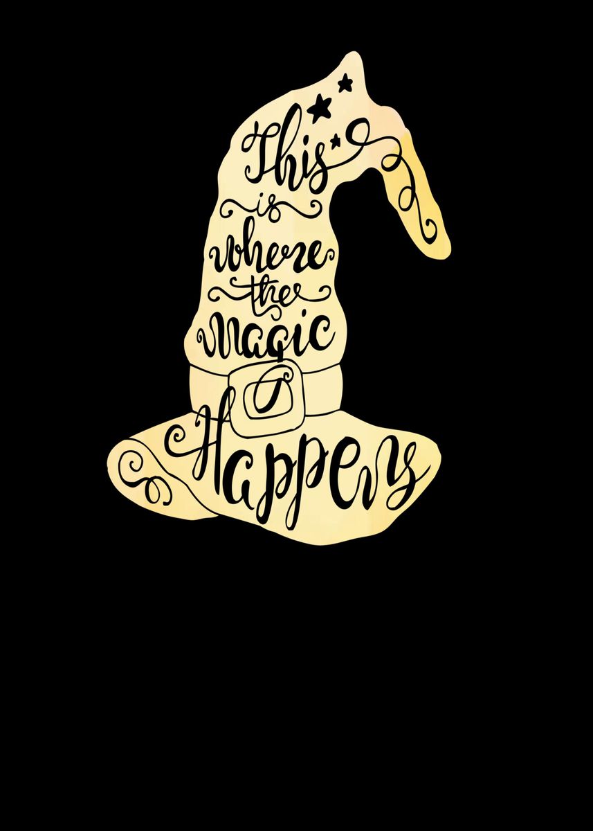 'Halloween witch hat with' Poster, picture, metal print, paint by ...