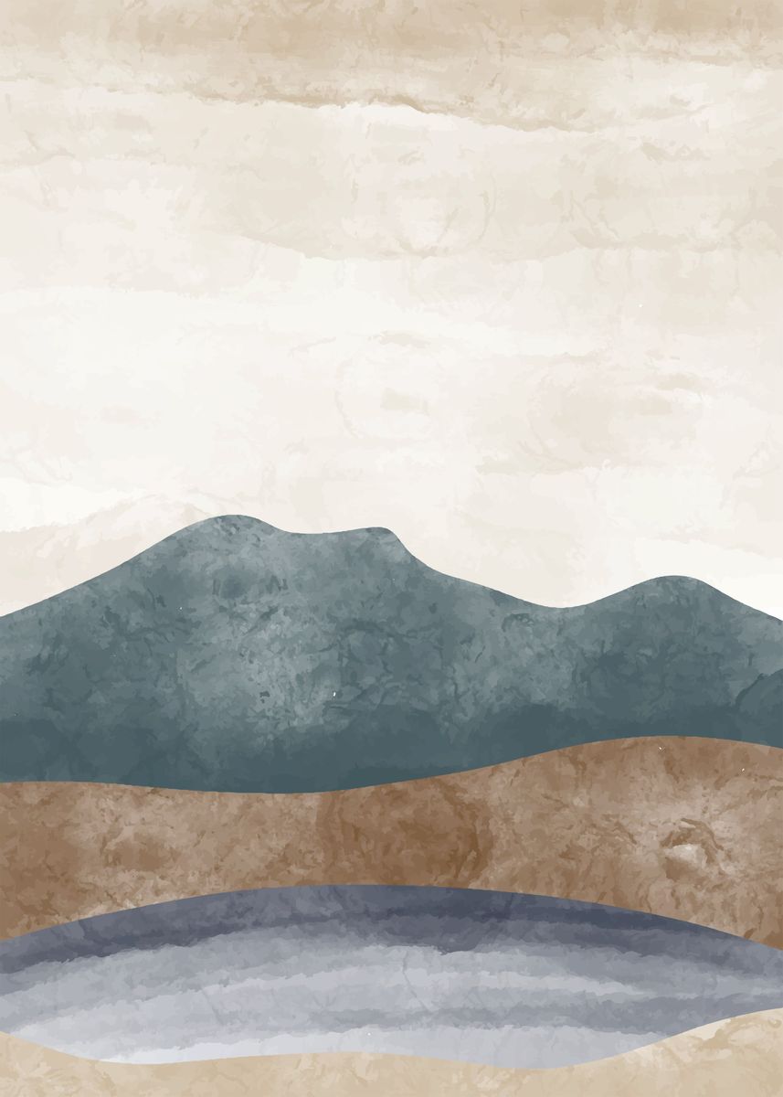 'Abstract Lake on Mountain' Poster by Kunyah | Displate