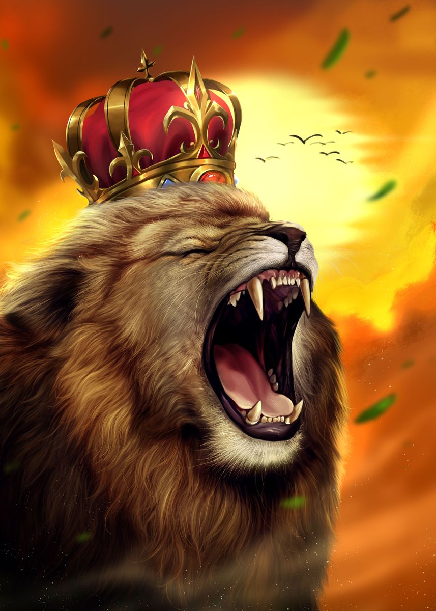 'Sun Lion' Poster, picture, metal print, paint by Van Tran | Displate