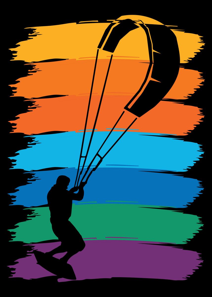 'kitesurfer kitesurfing kit' Poster by AaronBaron | Displate