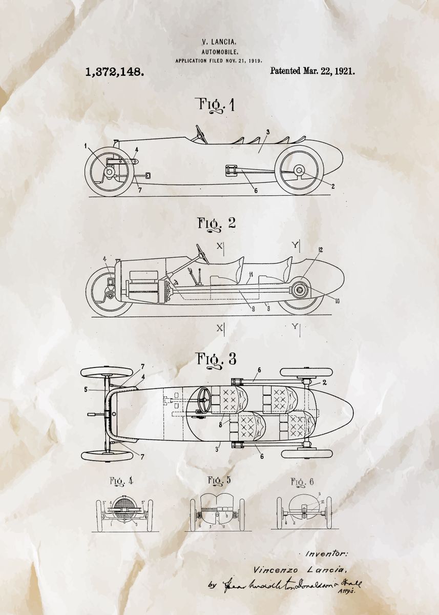 'Automobile Patent' Poster, picture, metal print, paint by maystudio ...