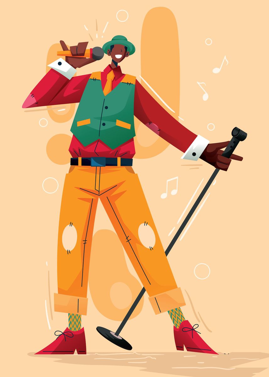 'Jazz Artist Mic' Poster, picture, metal print, paint by Turie Art ...