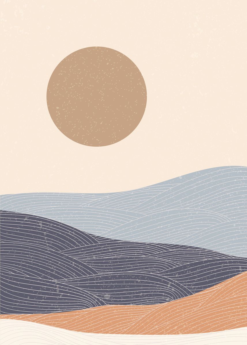 'Abstract Hills' Poster, picture, metal print, paint by Kunyah | Displate