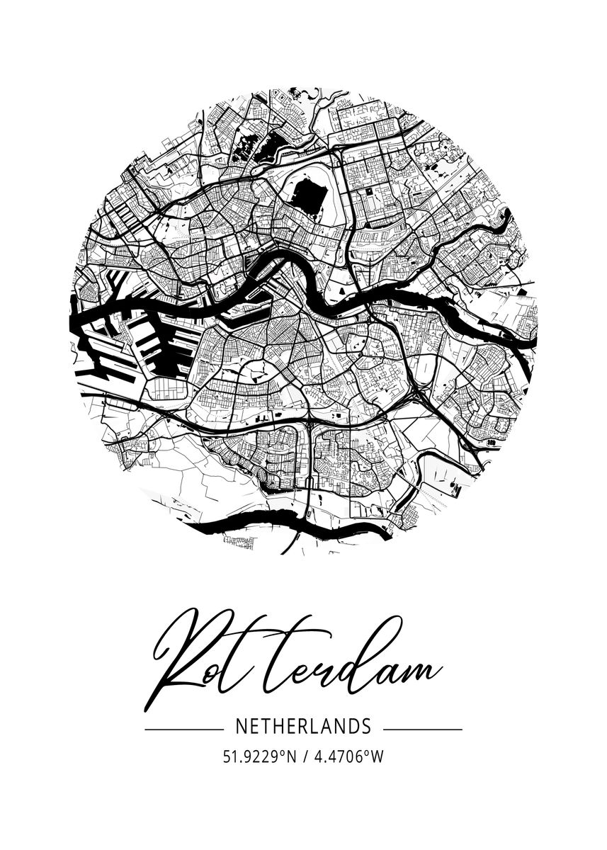 'Rotterdam Area City Map' Poster by Tien Stencil | Displate