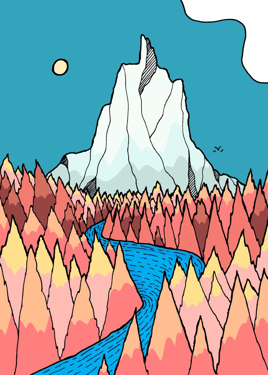 'The lone forest mountain' Poster, picture, metal print, paint by Steve ...