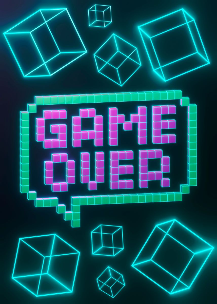 'Game over' Poster, picture, metal print, paint by Ari Design | Displate