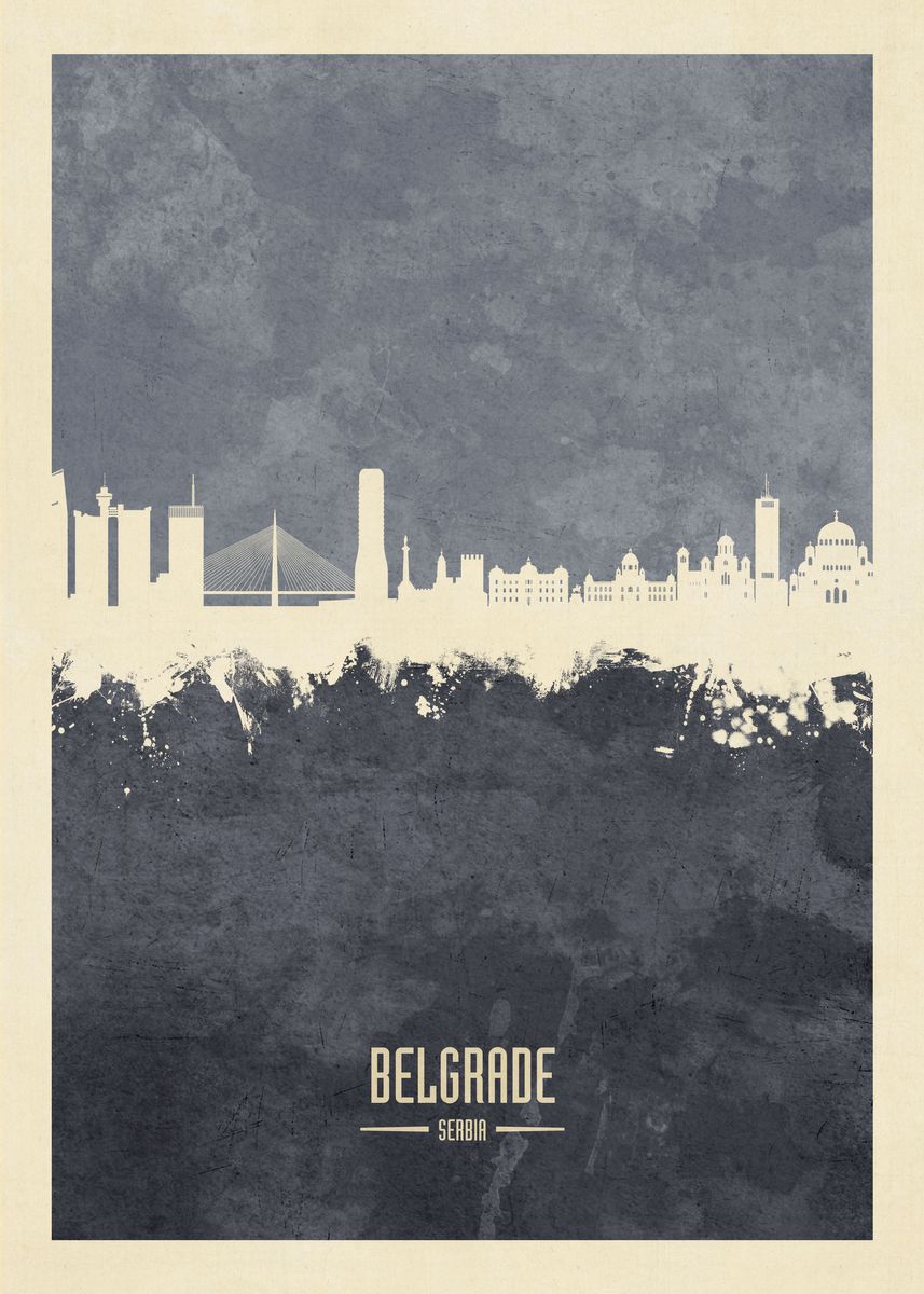 'Belgrade Skyline Serbia' Poster, picture, metal print, paint by ...