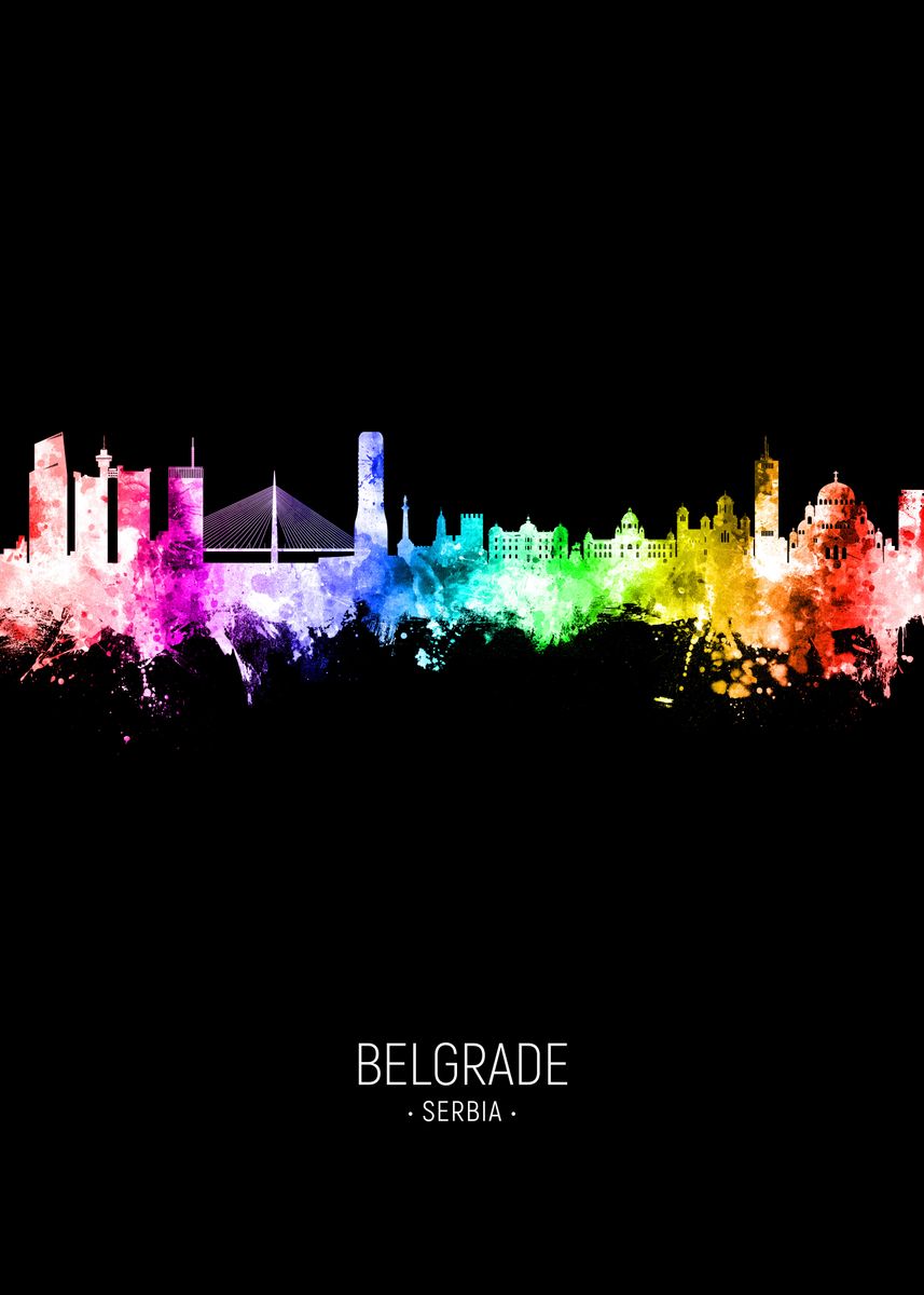 'Belgrade Skyline Serbia' Poster, picture, metal print, paint by ...