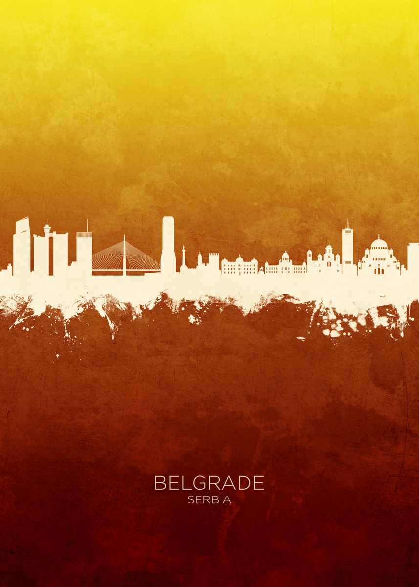 'Belgrade Skyline Serbia' Poster, picture, metal print, paint by ...