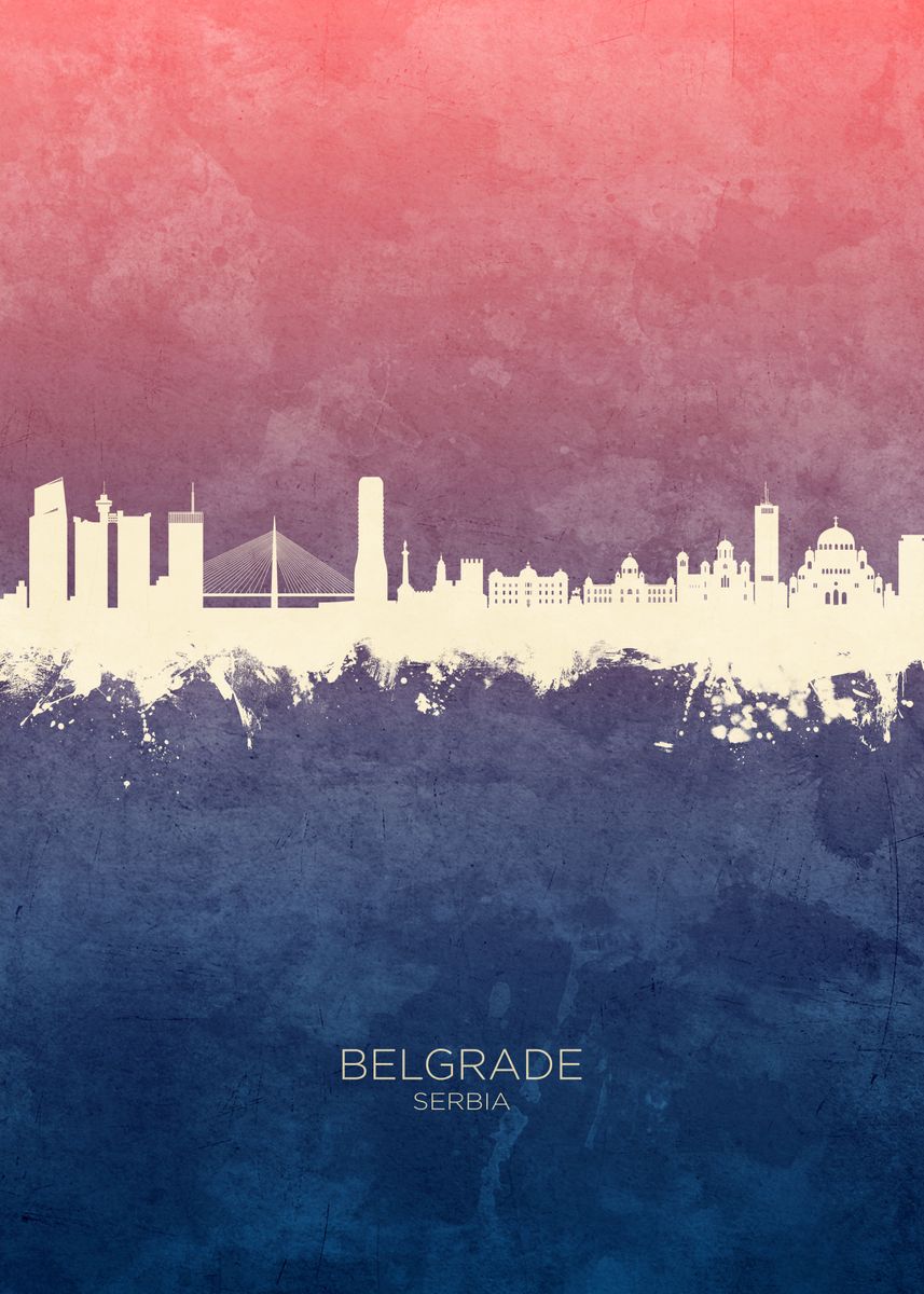 'Belgrade Skyline Serbia' Poster by Michael Tompsett | Displate
