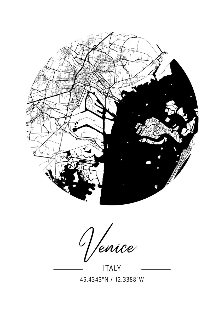 'Venice Area City Map' Poster by Tien Stencil | Displate