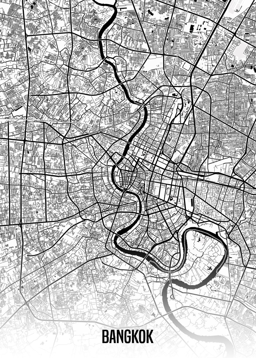 'Bangkok map' Poster, picture, metal print, paint by LUNGHISTE | Displate