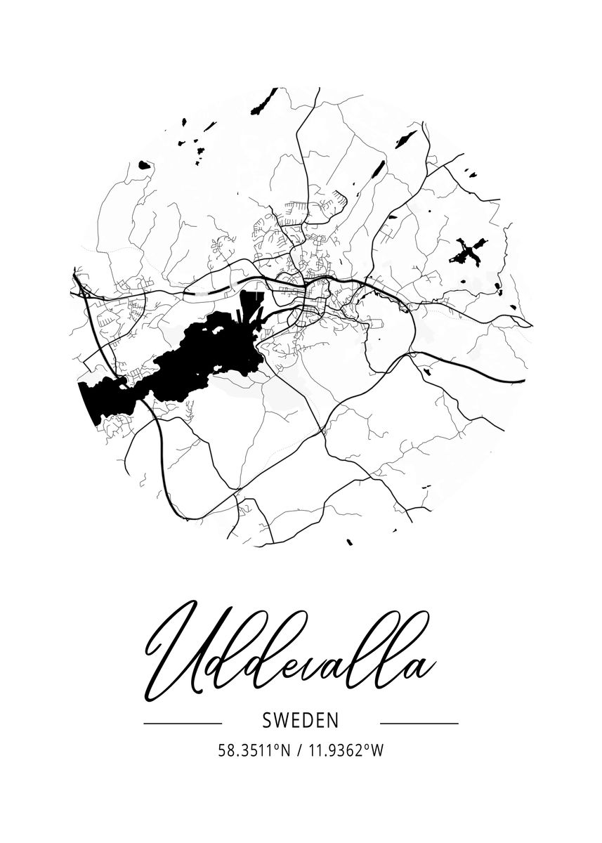 'Uddevalla Area City Map' Poster, picture, metal print, paint by Tien ...