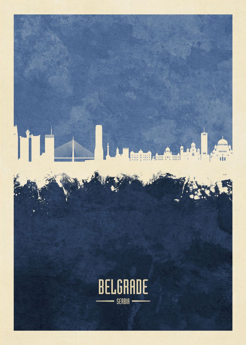 'Belgrade Skyline Serbia' Poster, picture, metal print, paint by ...