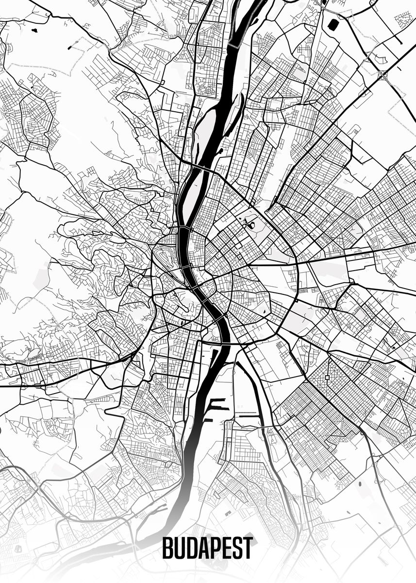 'Budapest map' Poster, picture, metal print, paint by LUNGHISTE | Displate