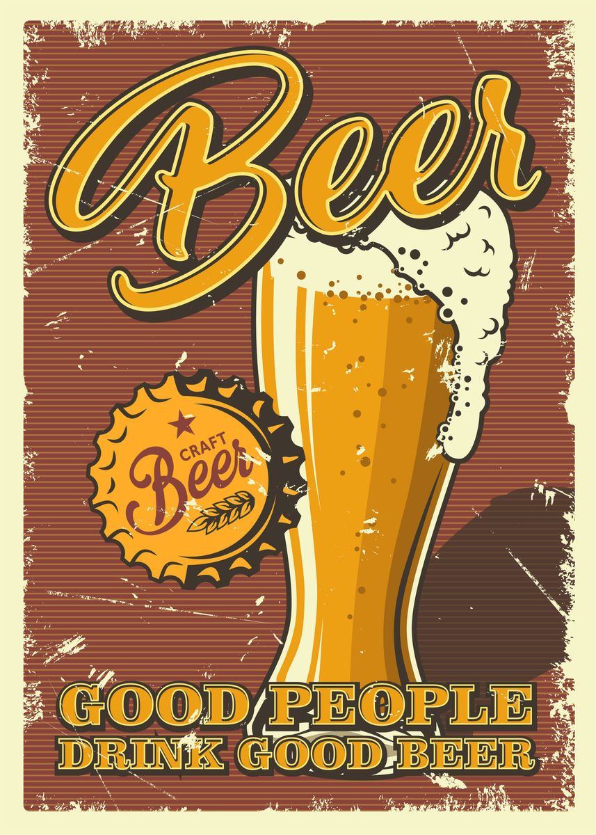 'Vintage Beer' Poster by Kunyah | Displate