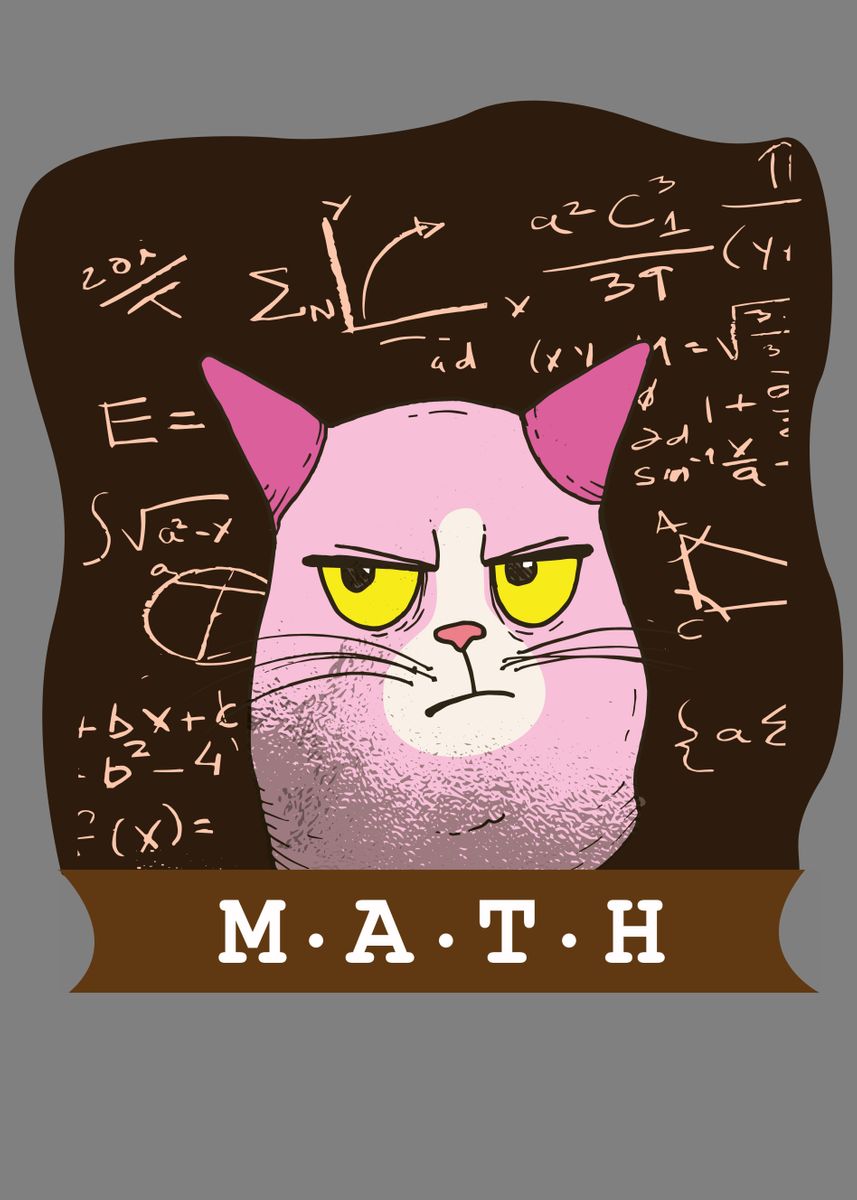 'Math Cat' Poster, picture, metal print, paint by Martin Weibel | Displate
