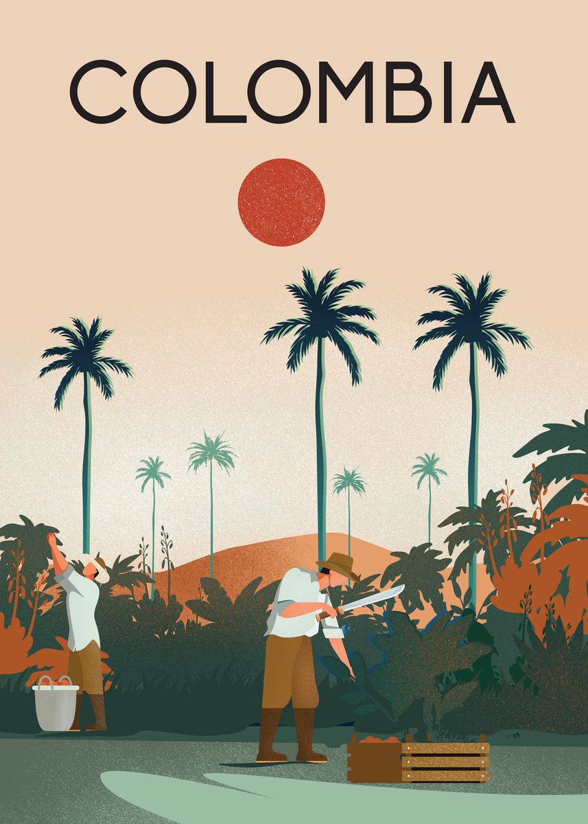 'Colombia travel poster' Poster, picture, metal print, paint by Caravan ...