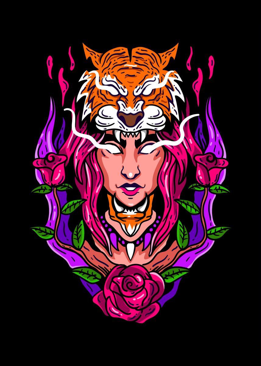 'Tiger geometry' Poster, picture, metal print, paint by The Matrix ...