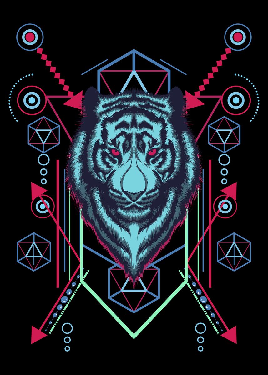 'Tiger geometry' Poster, picture, metal print, paint by The Matrix ...