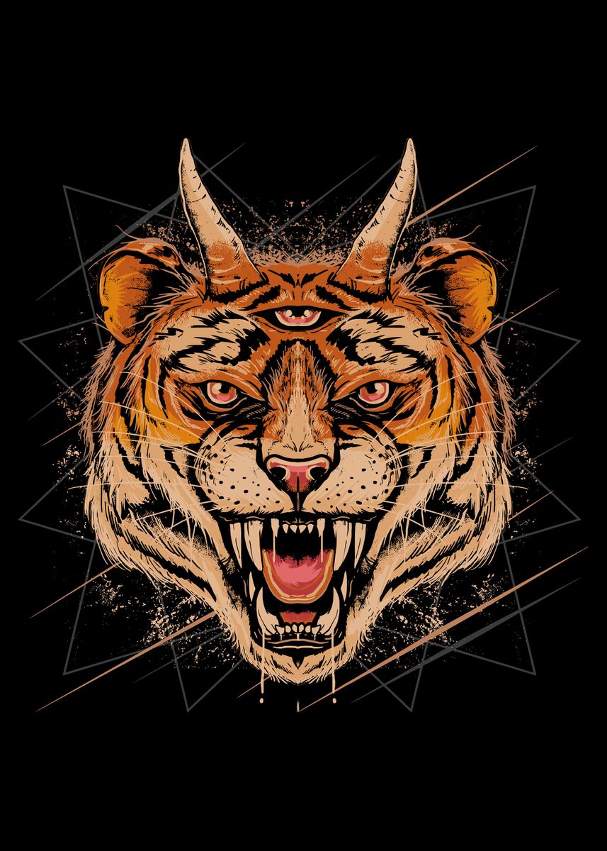 'Tiger geometry' Poster, picture, metal print, paint by The Matrix ...