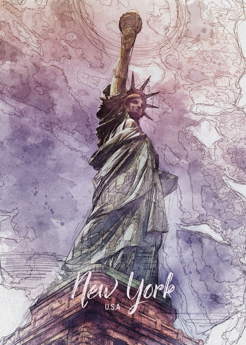 'Statue of Liberty Sketch' Poster, picture, metal print, paint by Kilo ...