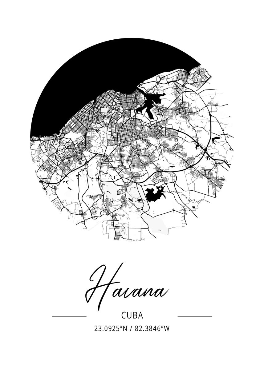 'Havana Area City Map' Poster, picture, metal print, paint by Tien ...
