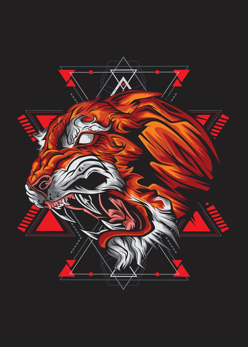 'Tiger geometry' Poster, picture, metal print, paint by The Matrix ...