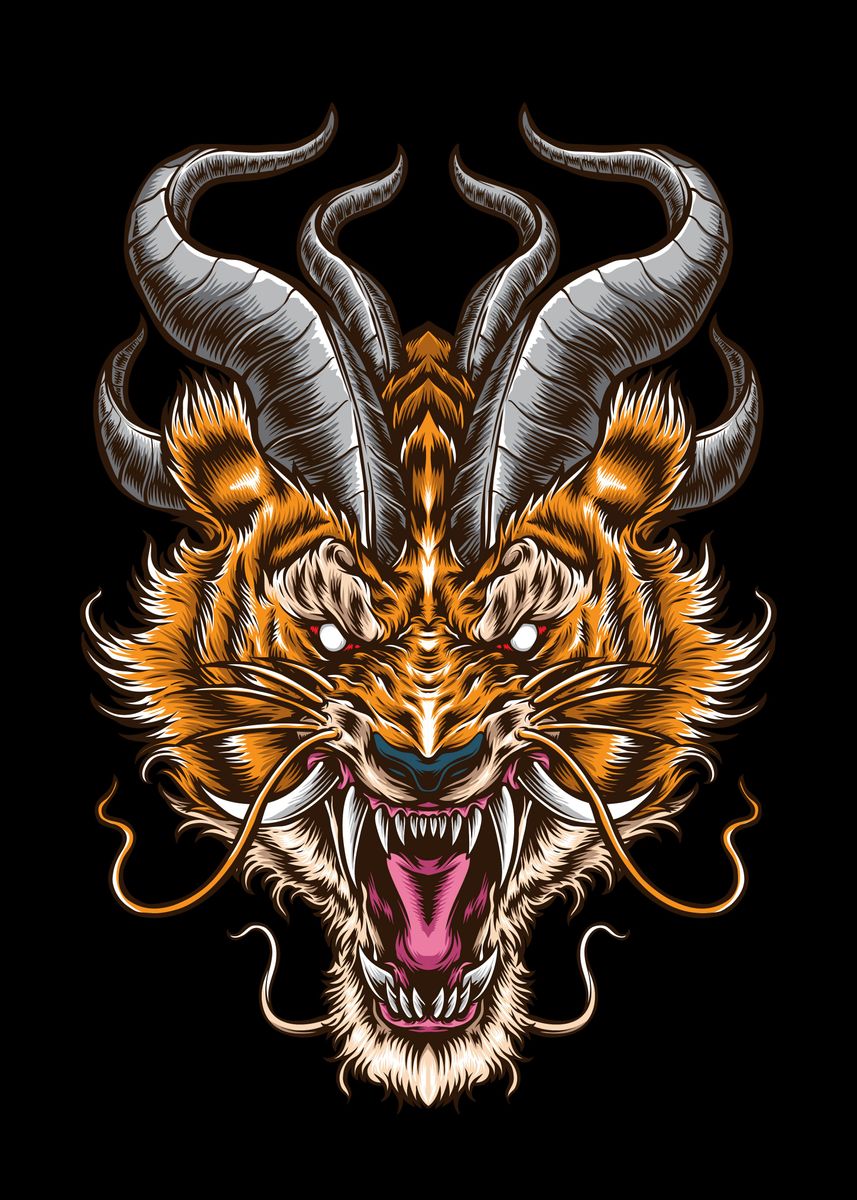 'Tiger geometry' Poster, picture, metal print, paint by The Matrix ...