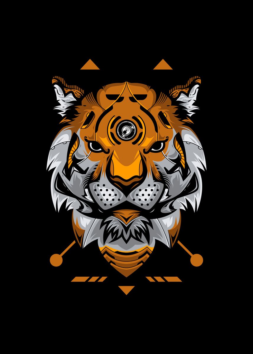 'Tiger geometry' Poster, picture, metal print, paint by The Matrix ...
