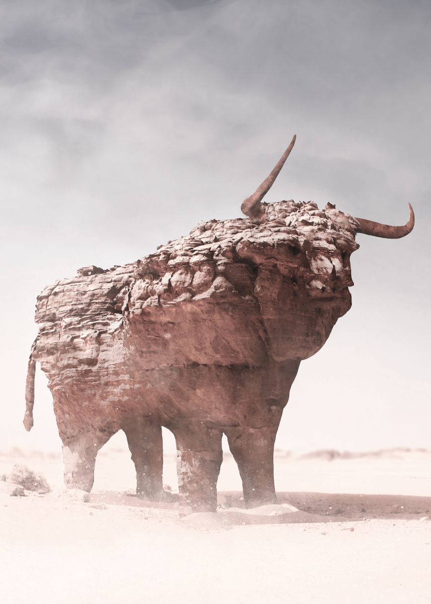 'Stone Bull' Poster, picture, metal print, paint by Pascal Wagner ...