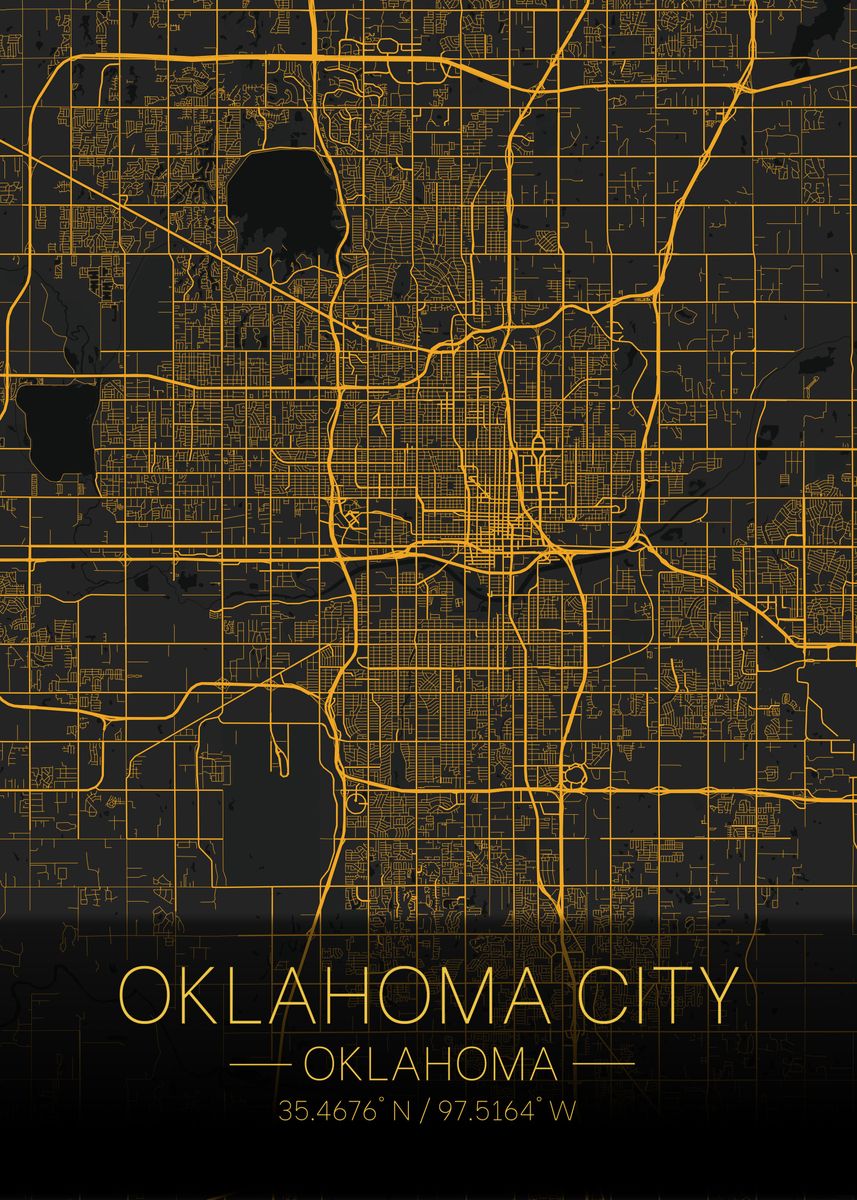 'Oklahoma City Citymap' Poster, picture, metal print, paint by Mr Maker ...