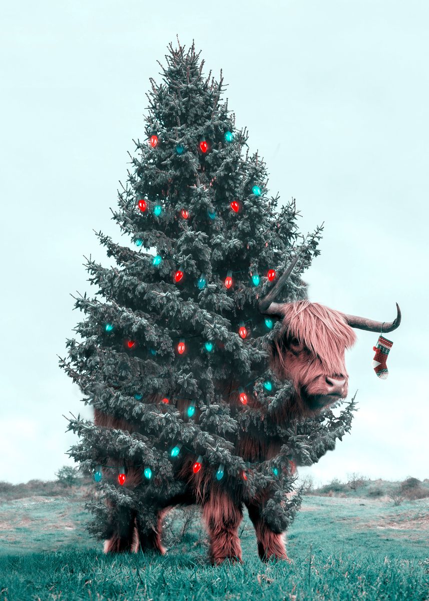'Christmas Yak' Poster by Julien Tabet | Displate