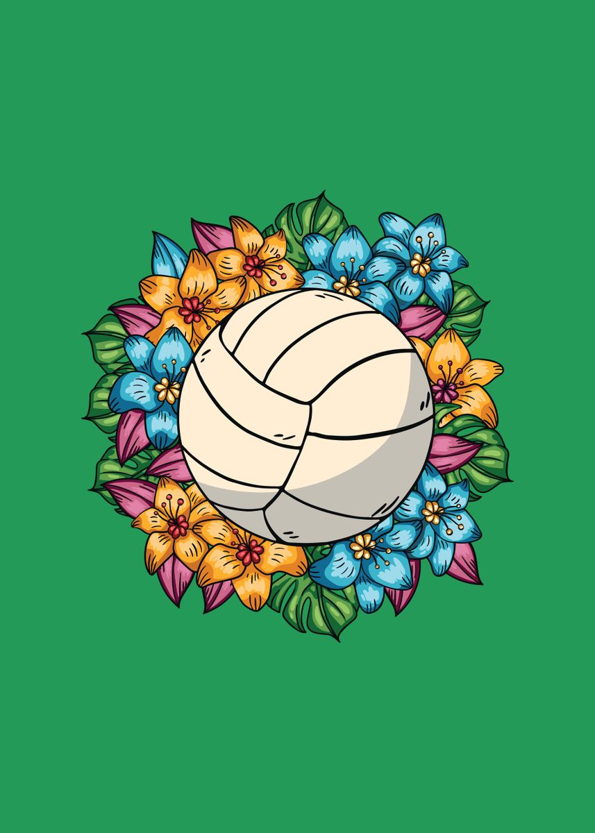 'Volley Ball With Flowers' Poster, picture, metal print, paint by ...