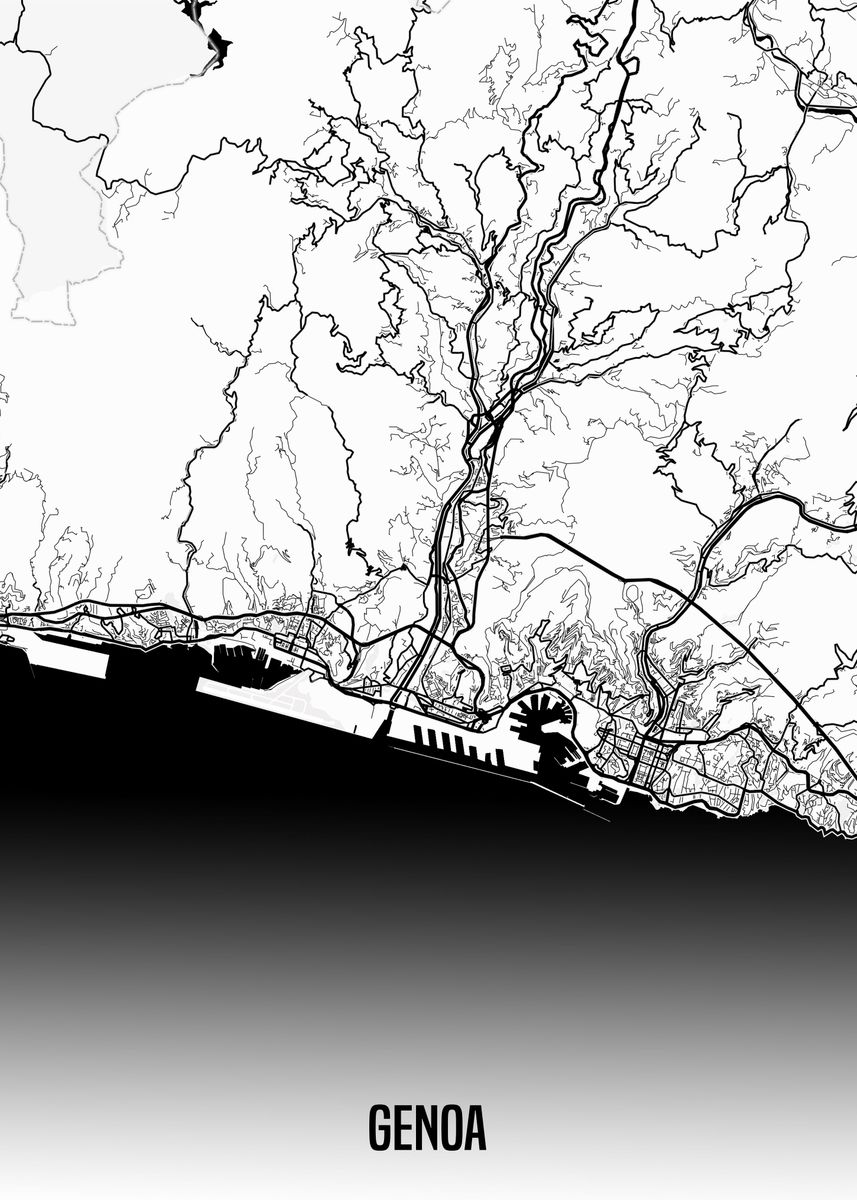 'Genoa map' Poster, picture, metal print, paint by LUNGHISTE | Displate